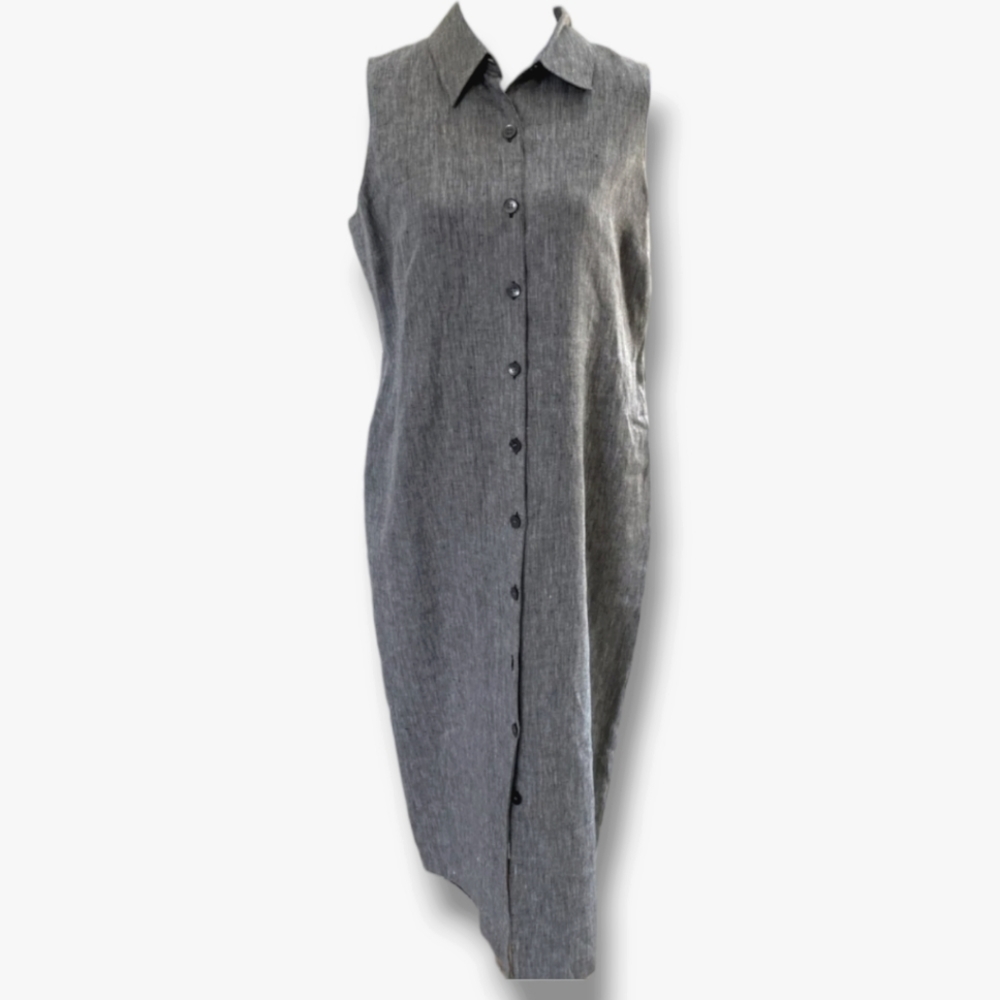 Talbots Irish Linen Collared Sheath Midi Dress Varieg… - Gem